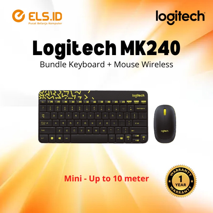 Jual Logitech MK240 Bundle Keyboard + Mouse Wireless - Black (Mini) | Shopee Indonesia