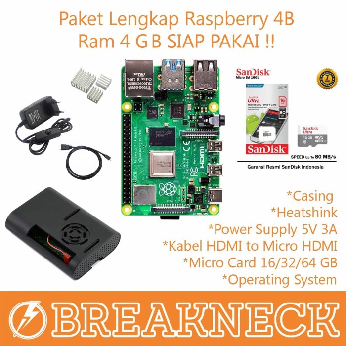 Jual Rakitan Paket Lengkap Raspberry Pi 4B Siap Pakai | Shopee Indonesia
