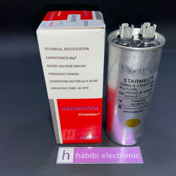 Jual KAPASITOR AC / CAPACITOR AC 60 MIKRO / 60 uF (MERK STARMEC ...