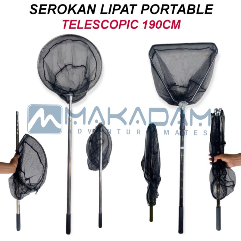 Jual serokan jaring ikan lipat teleskopik portable mancing besar ...