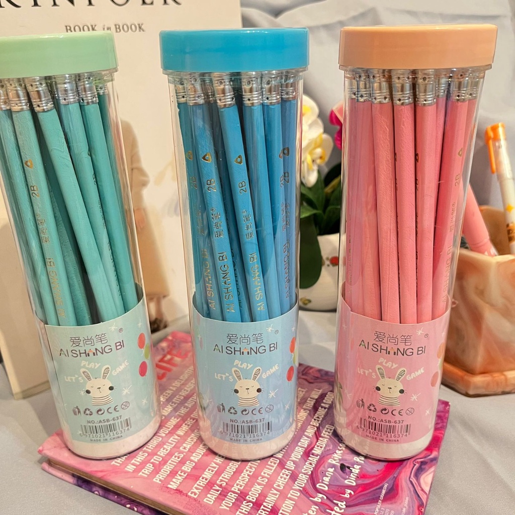 Jual PENSIL HB AISHING 1 BOX ISI 30 BIJI READY 3 WARNA PENSIL BATANG ...