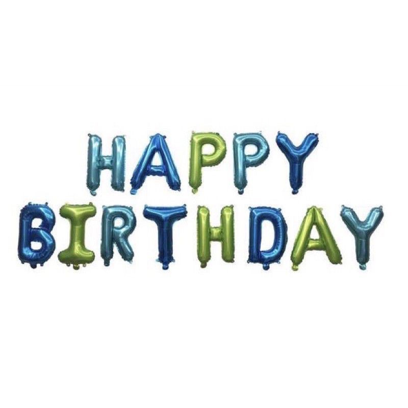 Jual Balon Huruf Set / Tulisan Happy Birthday Warna Hijau / Biru ...