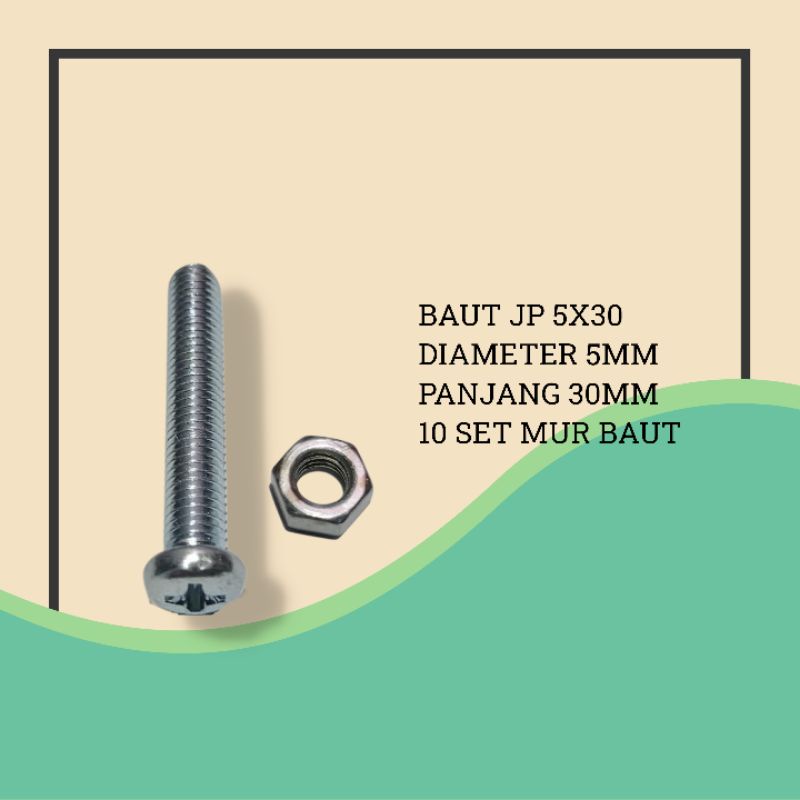 Jual MUR BAUT JP 5X30 MM 10 SET GALVANIS 5 X 30 MM | Shopee Indonesia