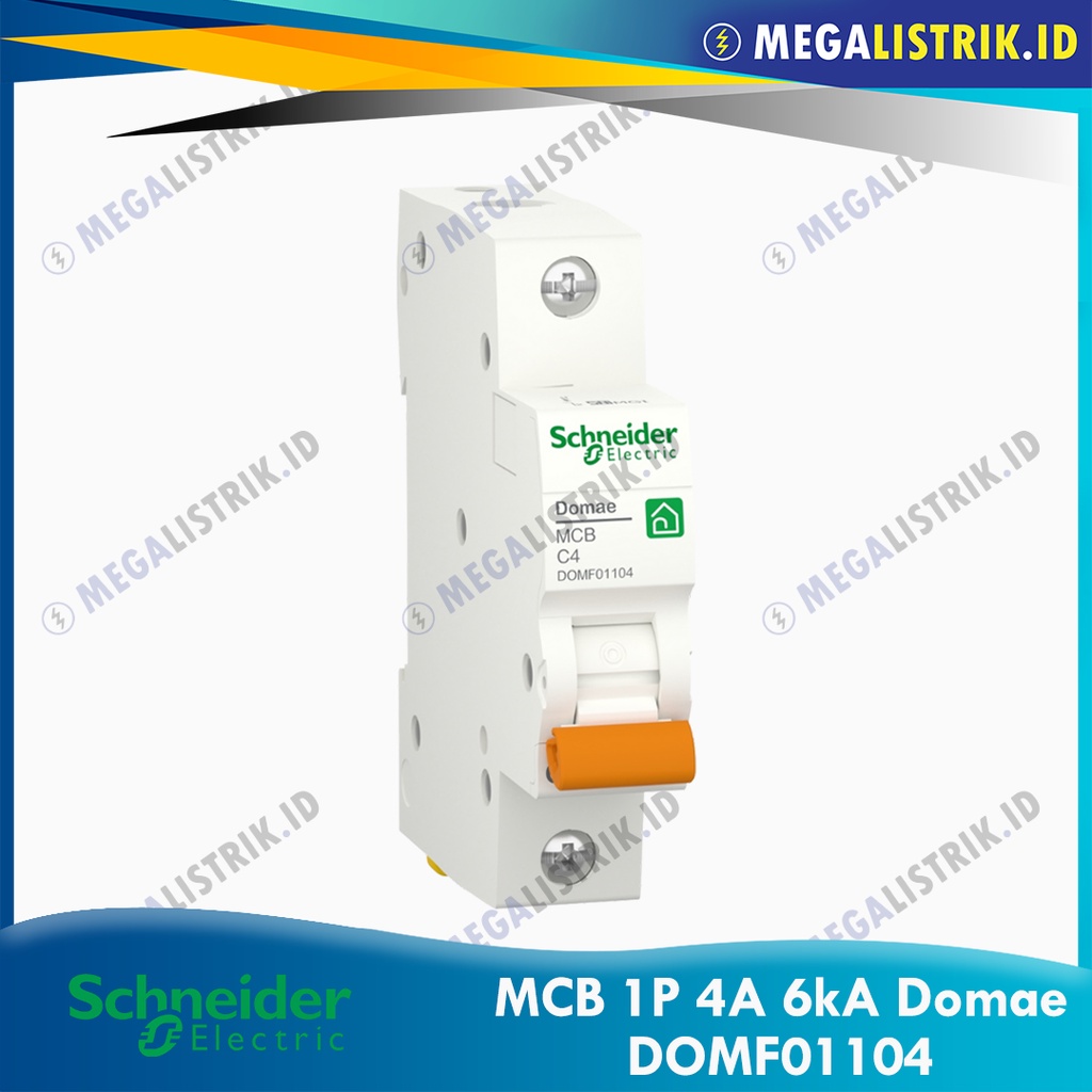 Jual SCHNEIDER MCB DOMAE 1P 4A 6KA SNI DOMF01104 / MINIATURE CIRCUIT BREAKER 1 PHASE 4 AMPERE C4 ...