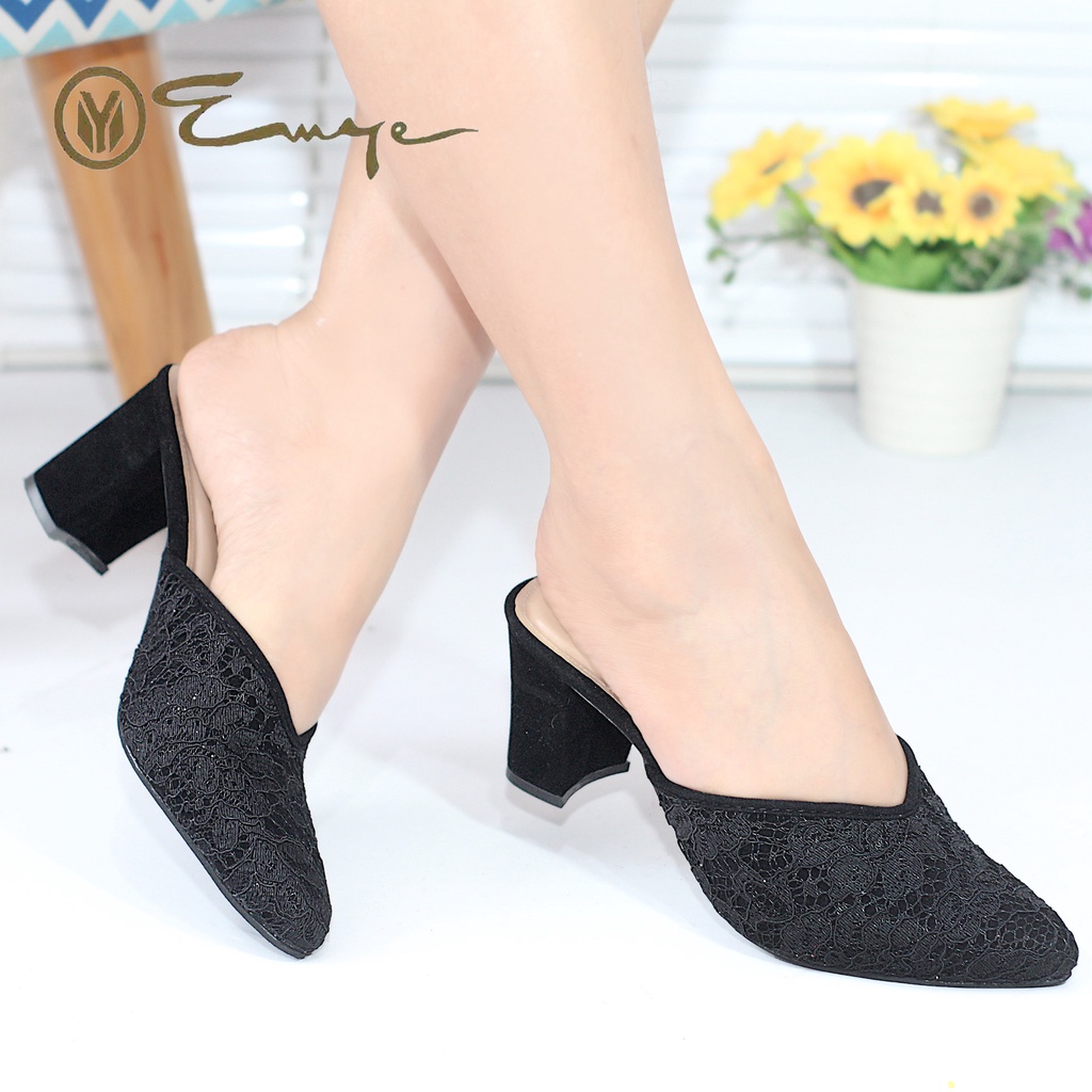 Jual EMYE EM01 Sepatu Pesta Bustong Wanita Brukat Glitter Original High ...