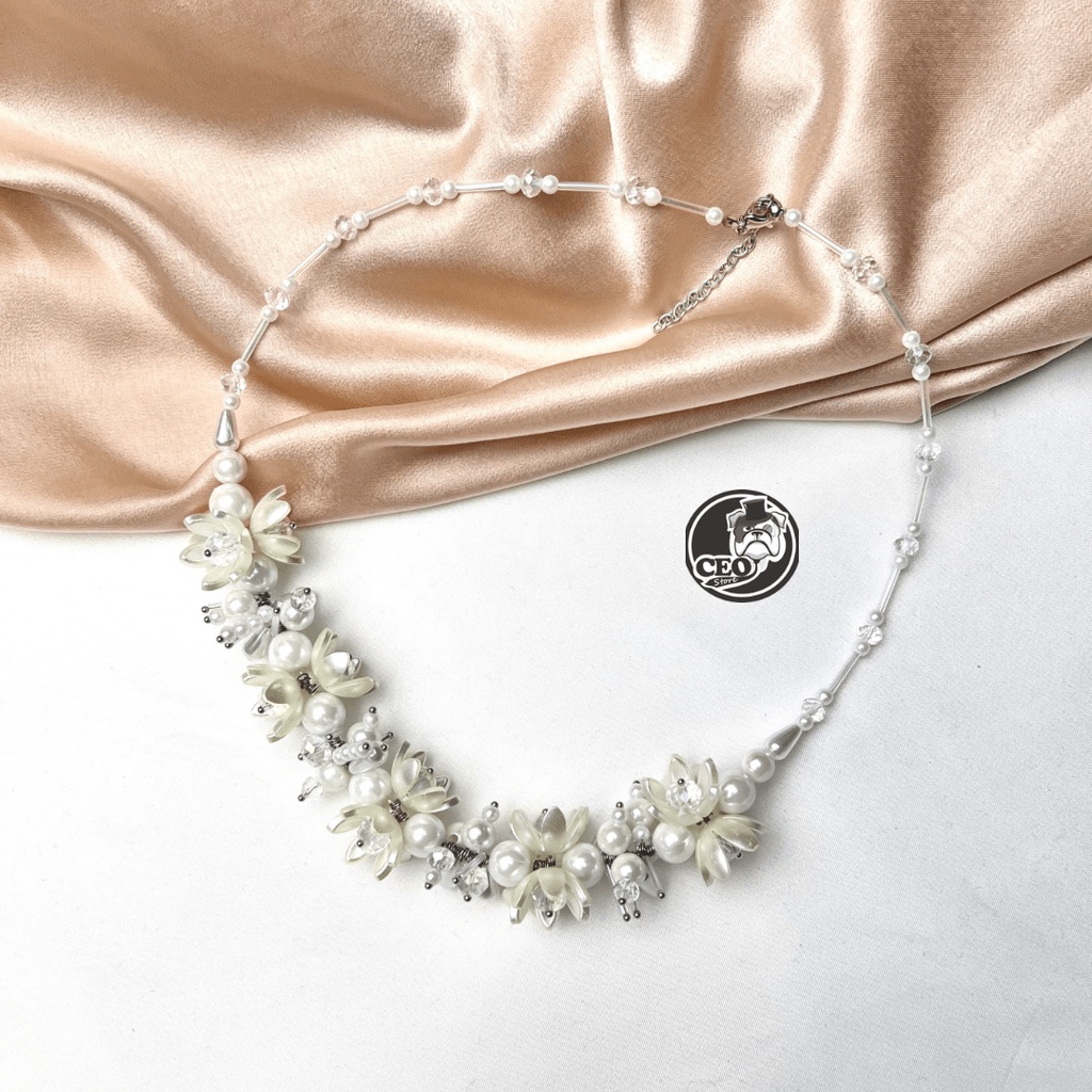 Jual CRYSTAL BEADS NECKLACE PREMIUM CHOKER Kalung Mutiara Aesthetic ...