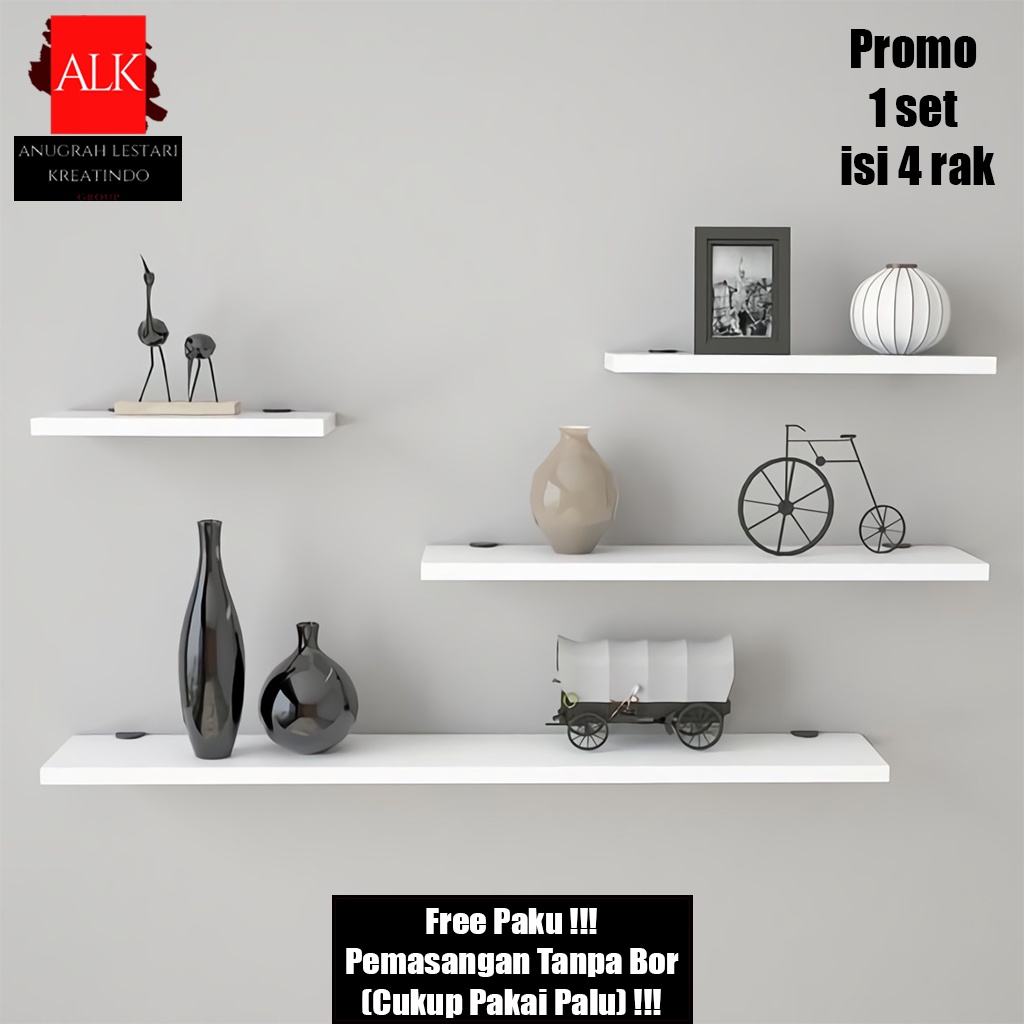 Jual [1 Set isi 4 rak] Rak ambalan dinding gantung serbaguna kosmetik ...