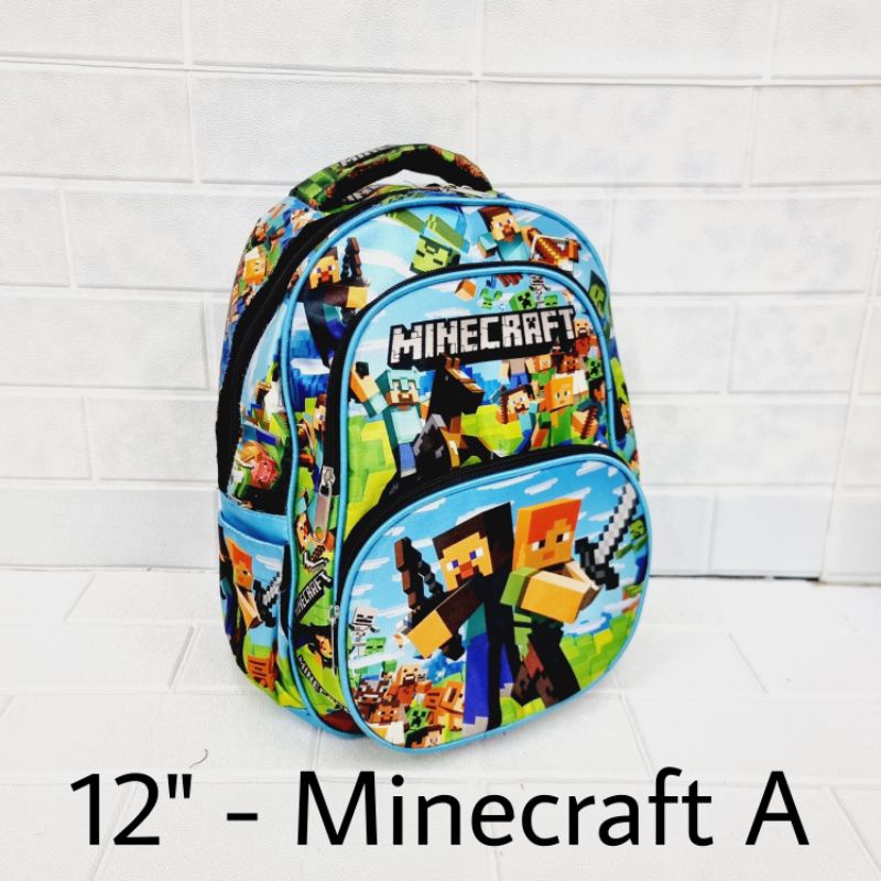 Jual Tas Ransel 12" - 15" - 18" 3 Kantong Roblox Minecraft - cocok ...