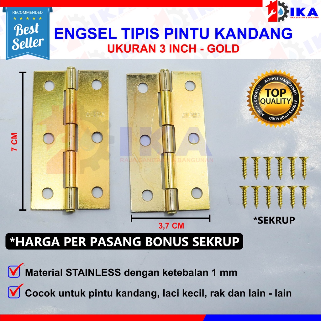 Jual engsel stainles tahan karat 2 inch 2,5" inch 3 inch tebal 0,9 mm ...