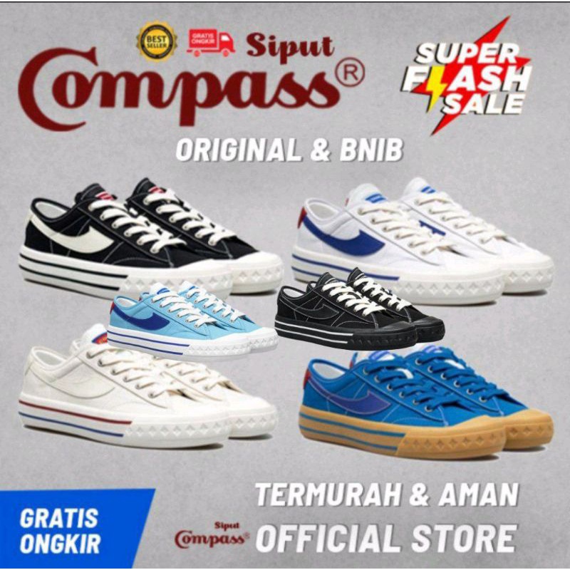 Jual Sepatu Compass Retrograde Low White Blue, Black White, Cream, Blue ...