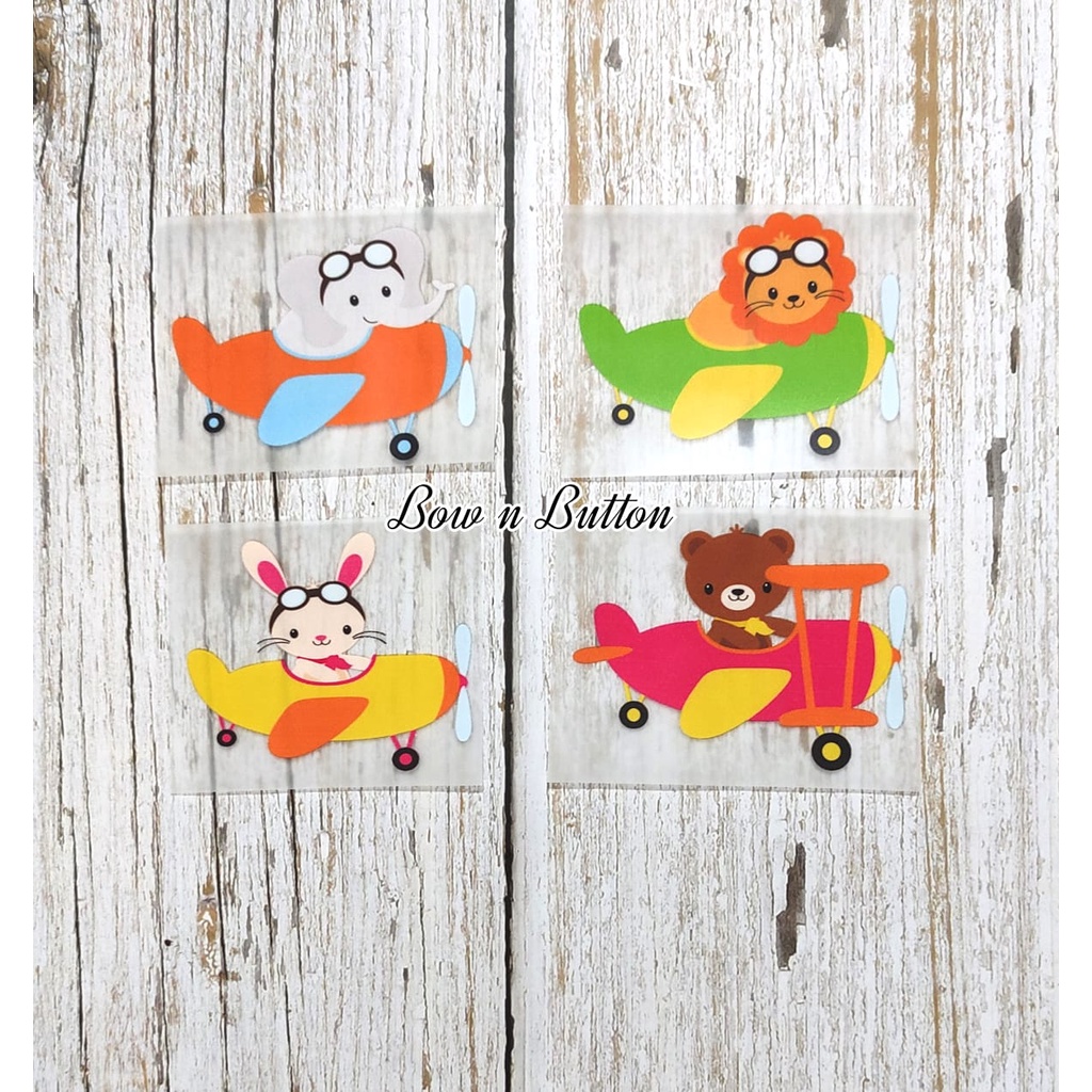 Jual Sticker Sablon Baju Pesawat Imut Binatang Airplane Cute Animal ...