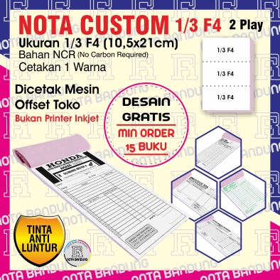Jual NOTA 1/3 FOLIO / NOTA CUSTOM 2 RANGKAP / NOTA NCR / NOTA OLSHOP ...