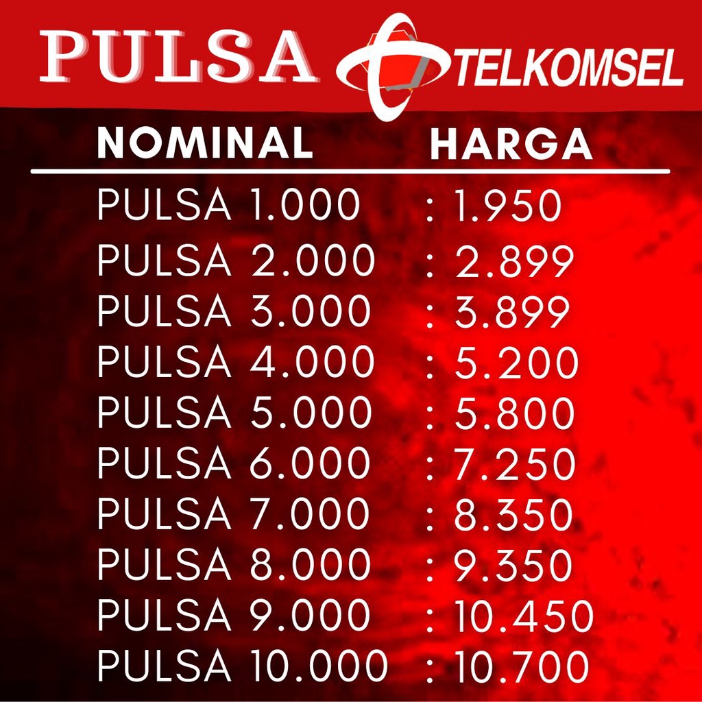Jual PULSA TELKOMSEL Kartu AS Loop Simpati REGULER 1K 2K 3K 4K 5K 6K 7K ...