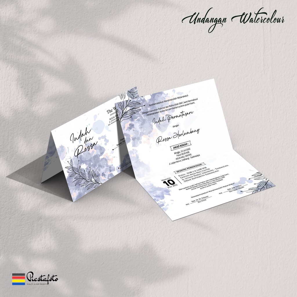 Jual Undangan Resepsi Pernikahan - Undangan Watercolour 003 | Shopee ...