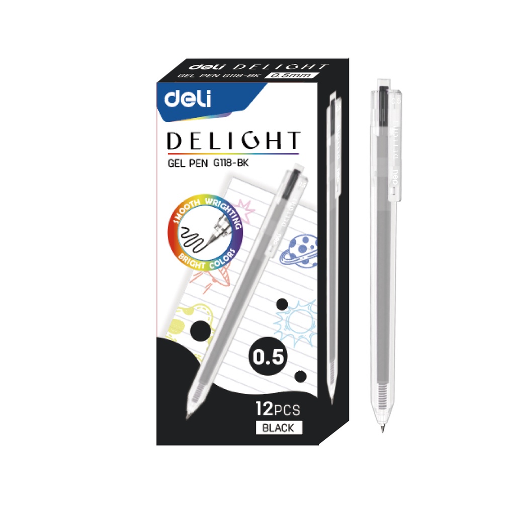 Jual Deli Retractable Gel Pen Pulpen Cetek Pulpen Gel Warna 0.5 mm Berbagai Macam Warna EG118 ...