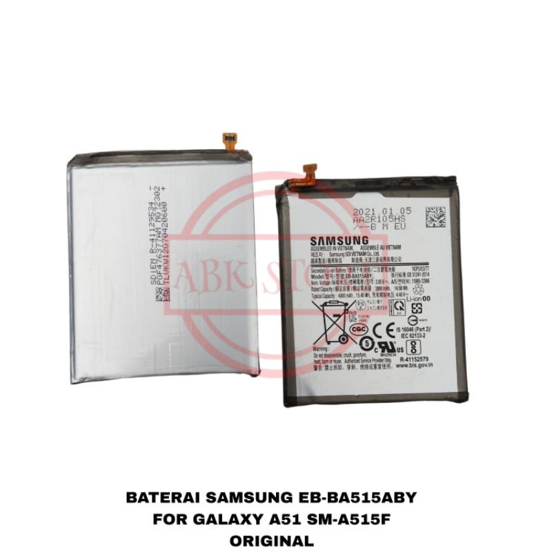 Jual Batre Baterai Battery Samsung Galaxy A51 A515 A515f EB-BA515ABY Original | Shopee Indonesia