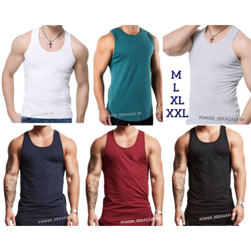 Jual SINGLET POLOS COTTON PRIA DEWASA M L XL XXL , KAOS TANK TOP PRIA ...