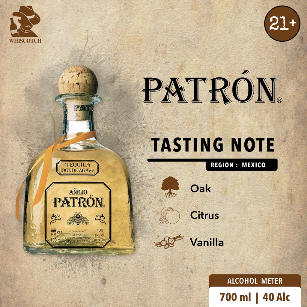 Jual Patron Anejo Tequila 750 ml ABV 40 % | Shopee Indonesia