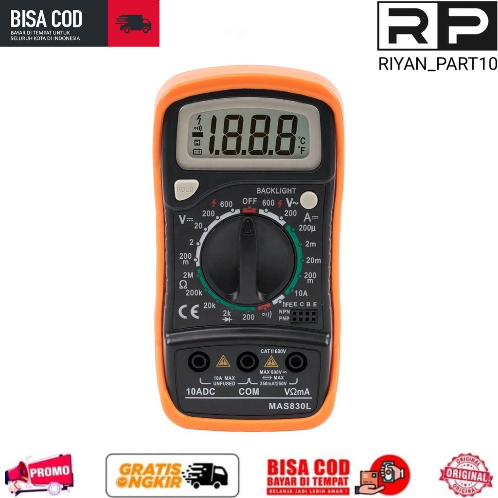Jual MULTI TESTER DIGITAL MAS 830L DIGITAL MULTIMETER - Multitester ...
