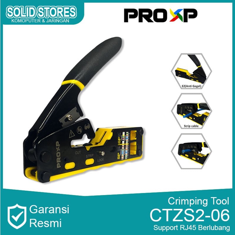 Jual Tang Crimping Tool ProXp CTZS2-06 Support RJ45 Berlubang/Tembus ...
