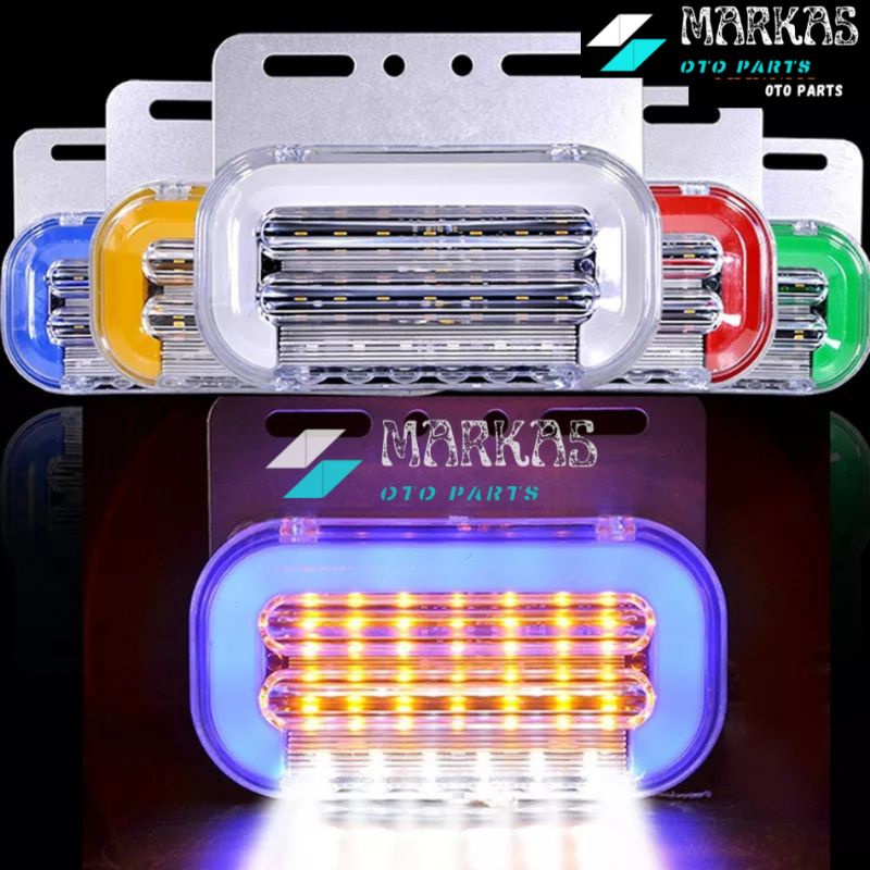 Jual Lampu Led Samping Bak Truk Variasi 12Volt / 24Volt Model Oval Besar 31Led 2warna Sein ...
