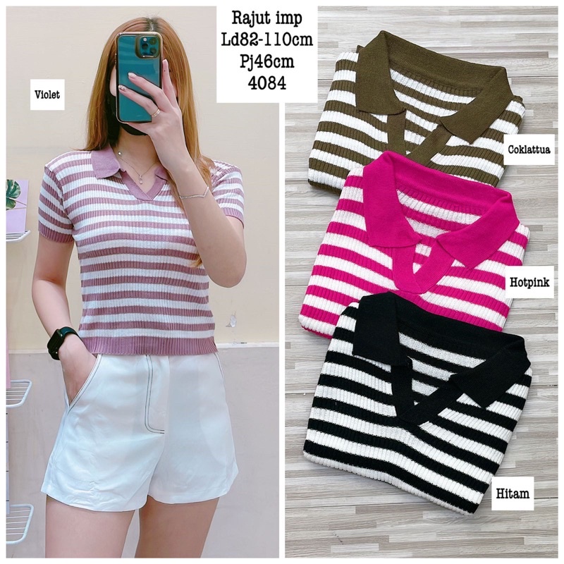Jual Atasan Kerah polo Rajut SALUR - Vneck Crop Top Blouse - Polo Shirt Atasan Wanita | Shopee ...