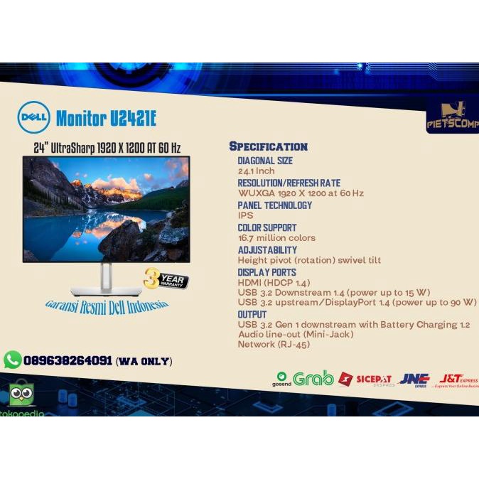 Jual Dell UltraSharp USB-C Hub Monitor - U2421E always ready! | Shopee ...