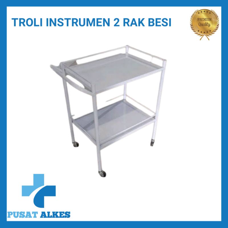 Jual troli instrumen meja instrumen 2 tahap bisa costume warna hitam ...