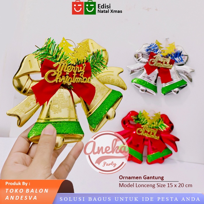 Jual hiasan gantung lonceng Krans pohon natal / ornamen dekorasi natal ...
