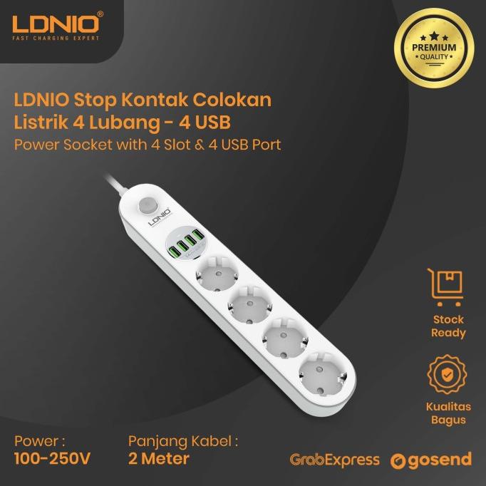 Jual LDNIO STOP KONTAK COLOKAN LISTRIK POWER SOCKET 4 LUBANG 4 USB - SE4432 stock ready | Shopee ...