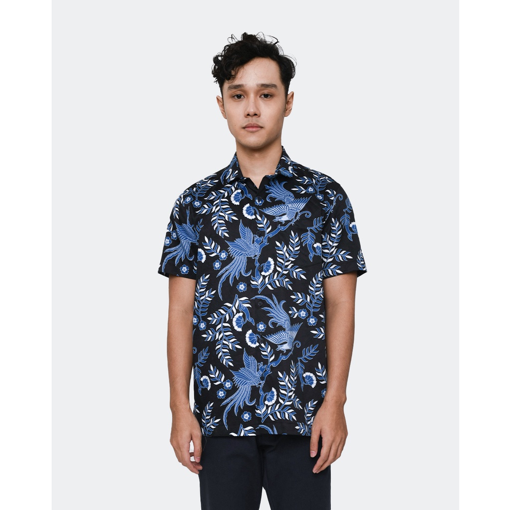 Jual MANZONE Kemeja Batik Pria Lengan Pendek BARAYA - BLUE | Shopee ...