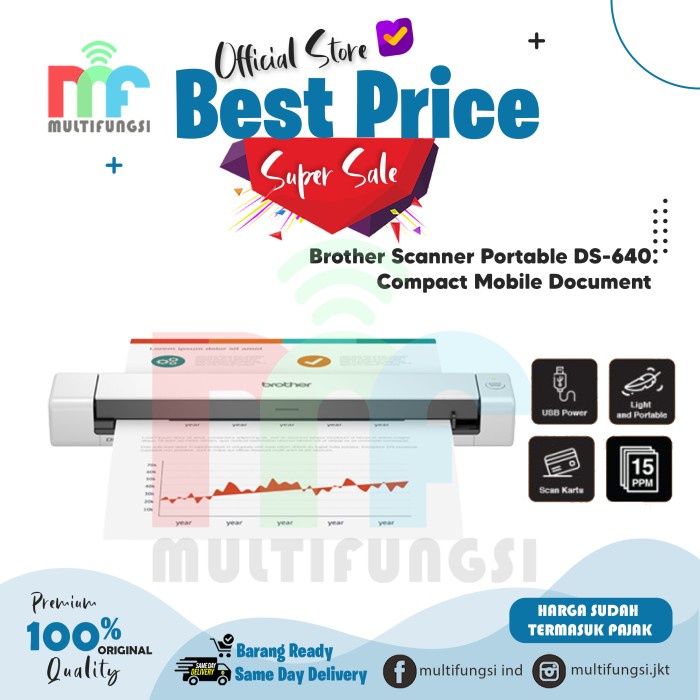 Jual Scanner Brother Scanner Portable Ds-640 Compact Mobile Document ...