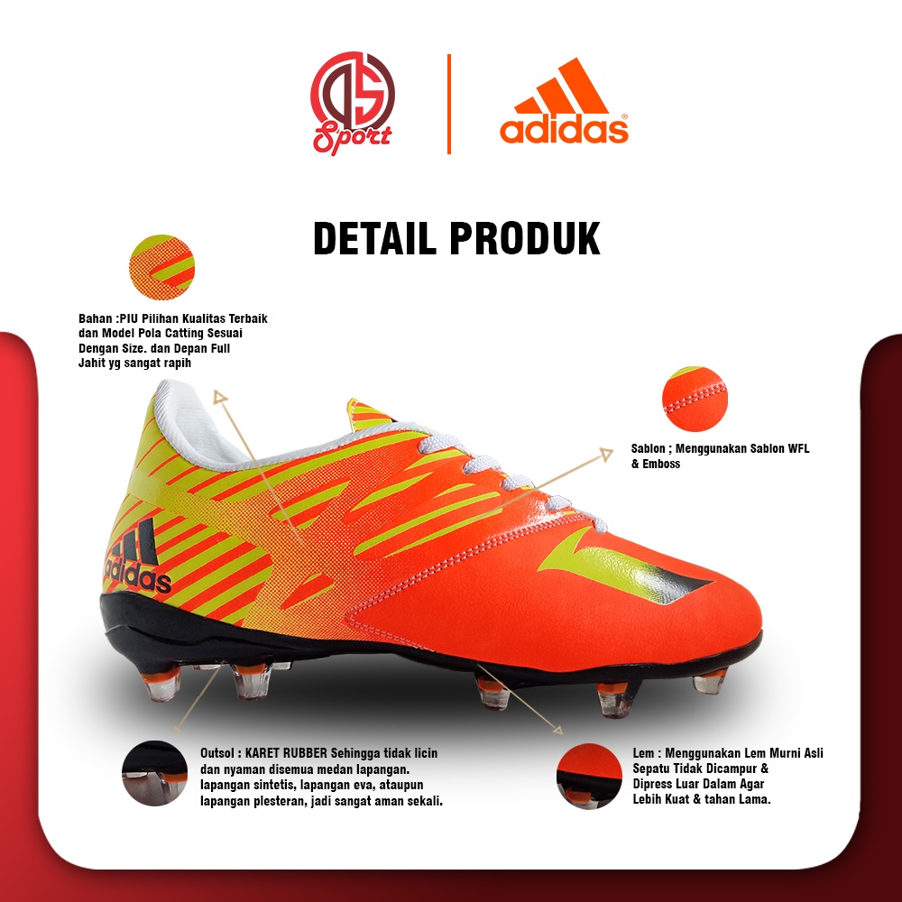 Jual Sepatu Bola Anak Adidas Messi Junior Hitam Oren JR Size 33-37 ...
