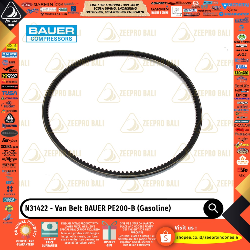 Jual N31422 Van Belt Compressor Bauer PE200-B Gasoline Spare Part ...