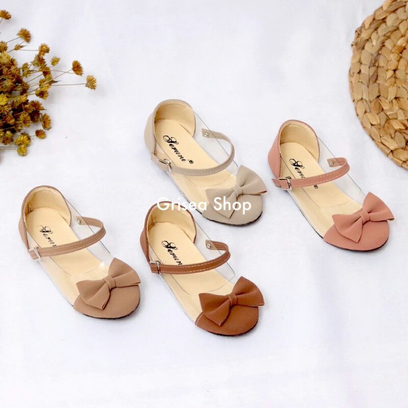 Jual Imsima Sepatu anak perempuan semi transparan Pita dasi mika Sepatu ...