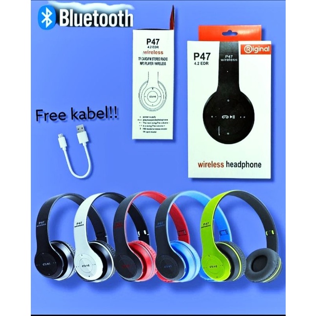 Jual HEADPHONE Bluetooth P47 Headset Bando Lipat Wireless | Shopee Indonesia