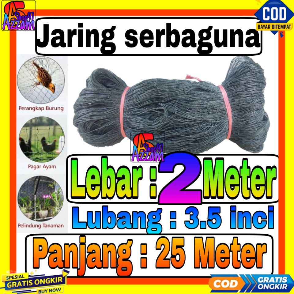 Jual Jaring Kandang Ayam Lebar 2 Meter / Jaring Serbaguna / Jaring Burung / Jaring Taman ...
