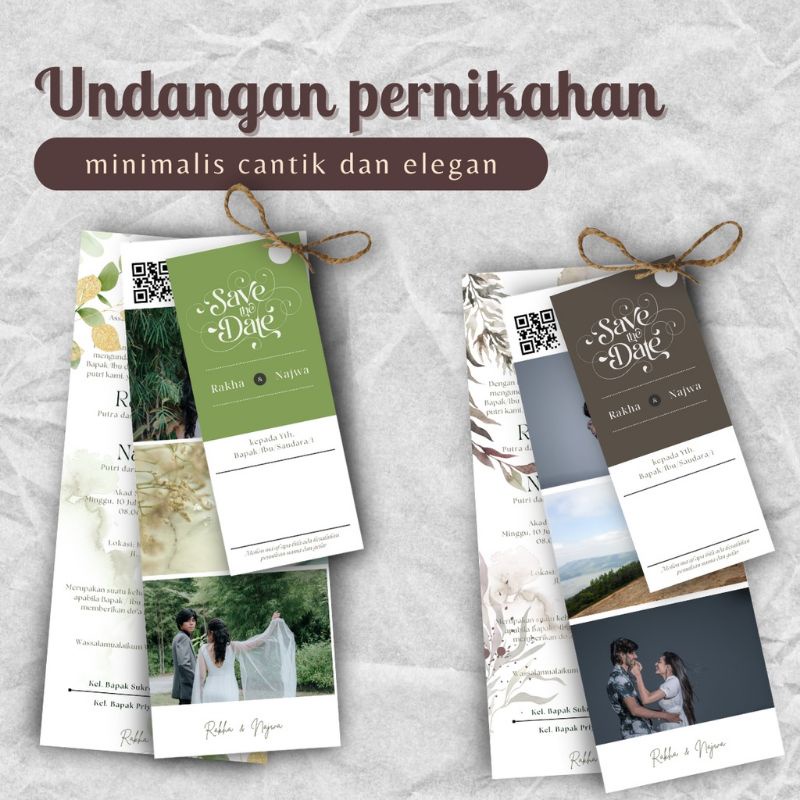 Jual Undangan Hang Tag / Undangan Aestetic / Undangan Pernikahan Rustic ...
