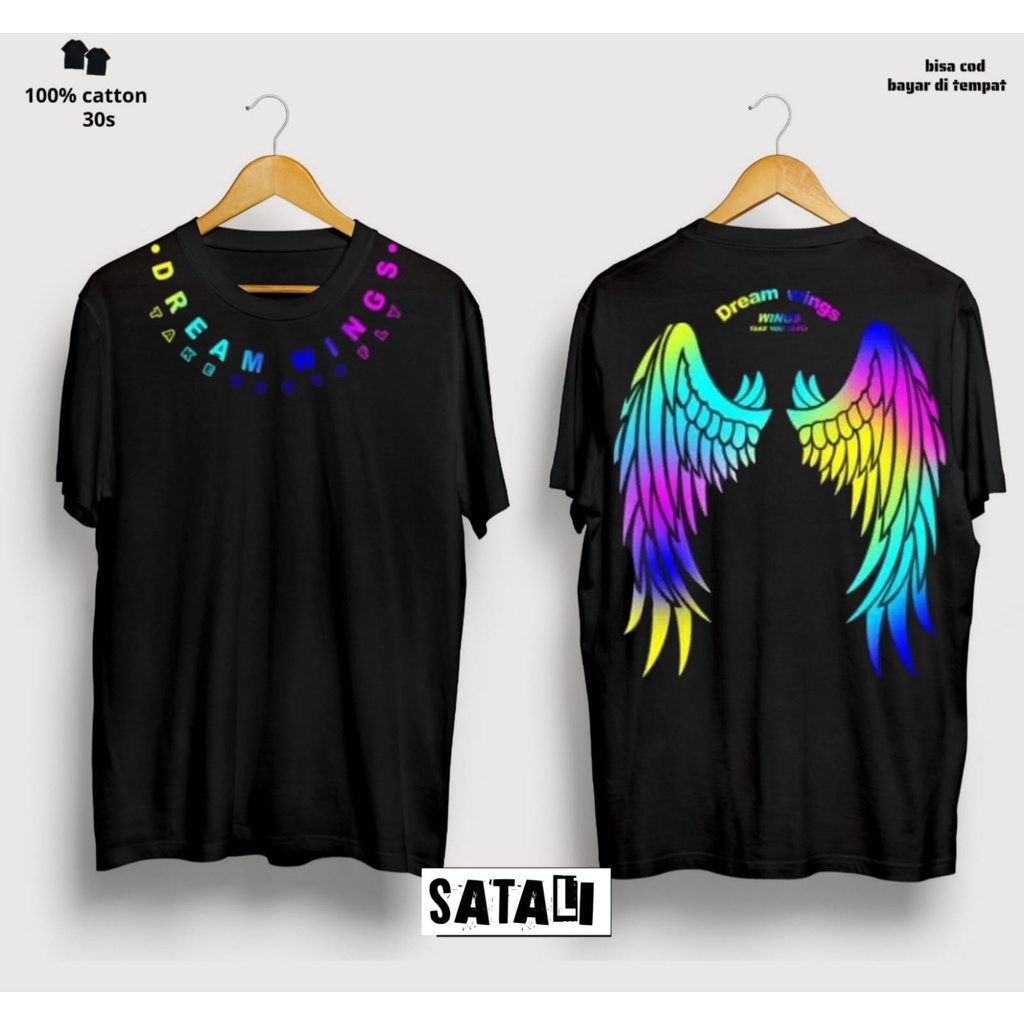 Jual KAOS DISTRO SAYAP DREAM WINGS PELANGI / T-SHIRT SABLON TULISAN DI ... Jual KAOS DISTRO SAYAP DREAM WINGS PELANGI / T-SHIRT SABLON TULISAN DI ...