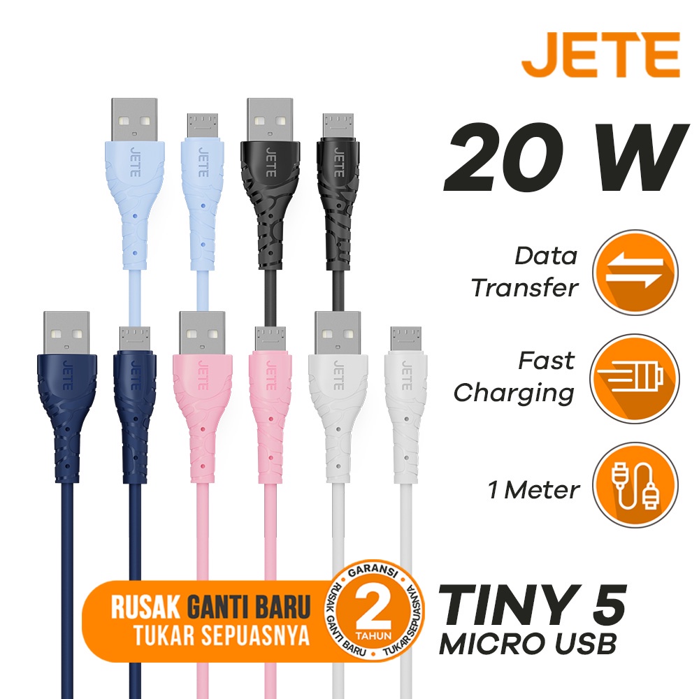 Jual Kabel Data USB Tiny5 Micro Fast Charging with LED Light JETE Tiny 5 - Garansi Resmi 2 Tahun ...