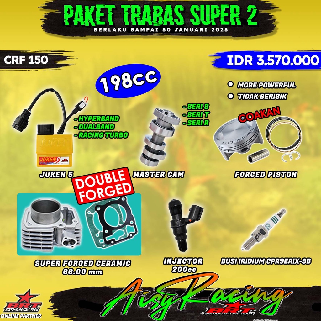 Jual Paket Trabas Super 2 BRT Bore Up CRF 150 Verza / CB-VERZA 150 NEW MEGAPRO MONO 66 mm 68 mm ...