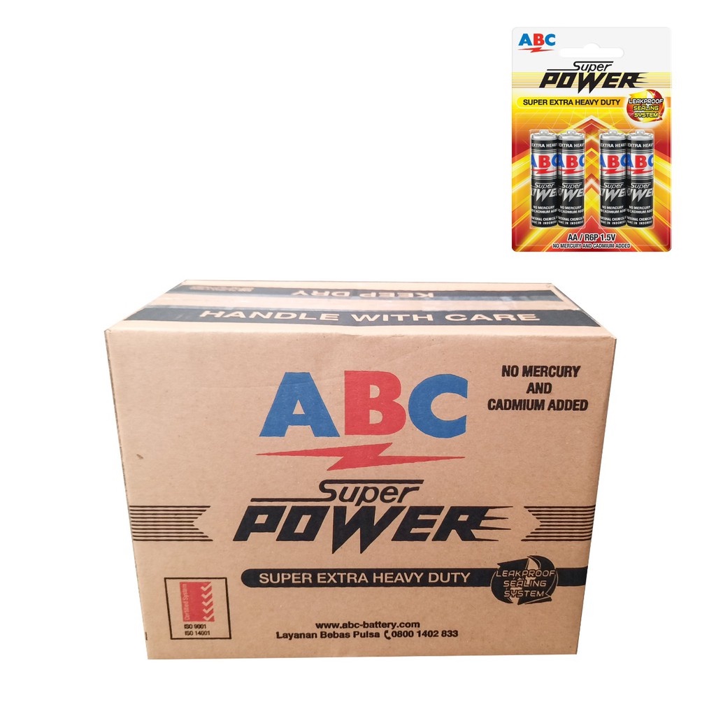 Jual ABC Carbon Zinc R6 SPW 4 Baterai (AA Size) 1 Karton Isi 72 Hanger ...