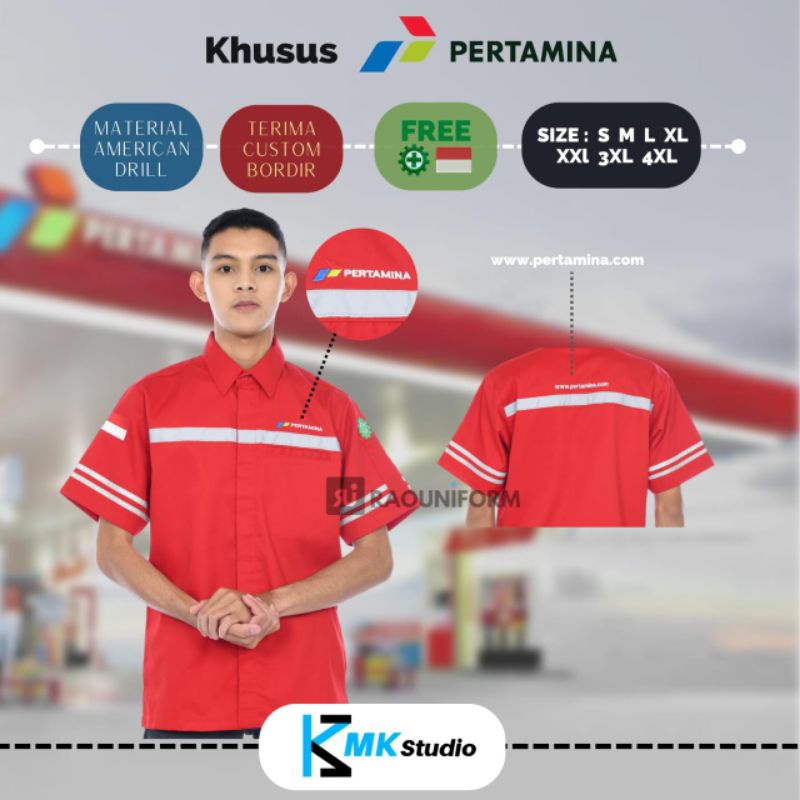 Jual baju safety Pertamina tangan pendek/kemeja kerja kantor pertamina ...