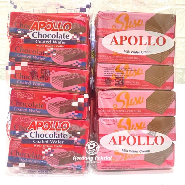 Jual Apollo Coated Wafer Chocolate Rasa Milk Chocolate HALAL 12 pcs x ...