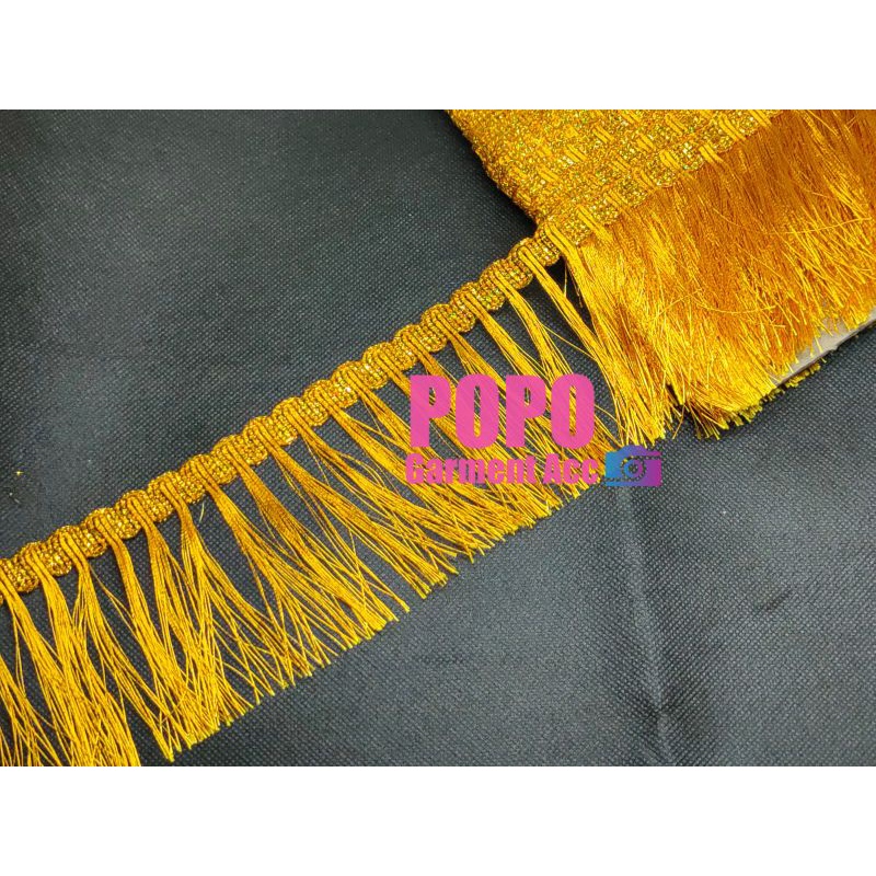 Jual RENDA RUMBAI EMAS 7CM ( ISI:-/+15METER ) | Shopee Indonesia