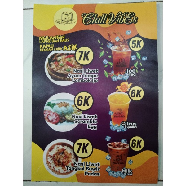 Jual Kertas Daftar Menu Cafe Makanan Minuman Free Desain | Shopee Indonesia
