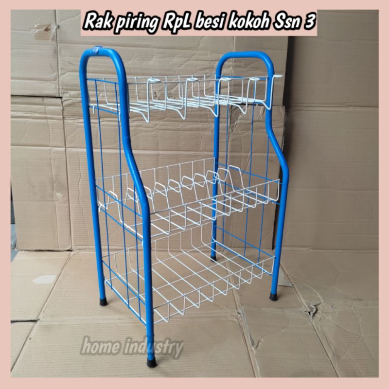 Jual Rak piring Rpl biru susun 3/Rak besi kokoh/Rak piring wastafel/Rak ...