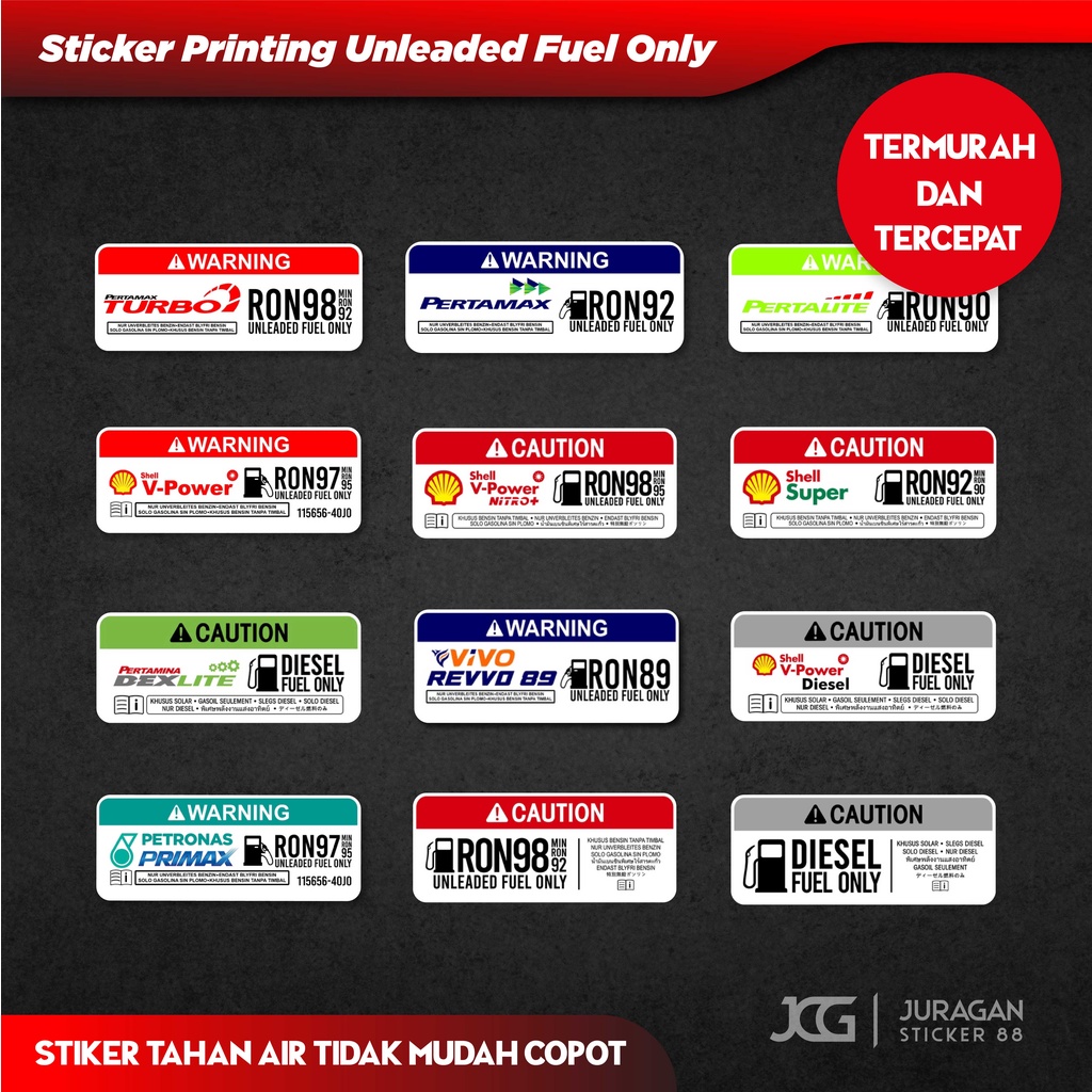 Jual Sticker Printing Unleaded Fuel Only | Shopee Indonesia