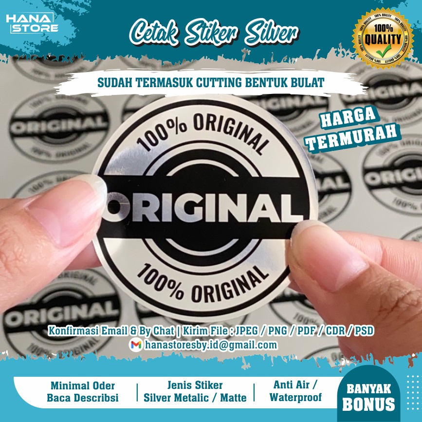 Jual CETAK STIKER BULAT SILVER / STIKER LABEL ANTI AIR / STIKER CHROME ...