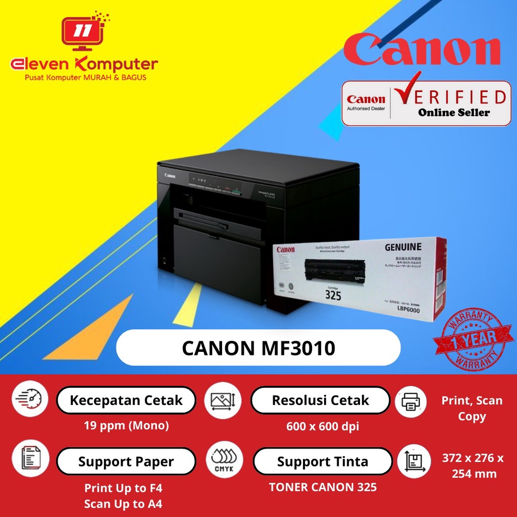 Jual Canon mf 3010 Printer Laser Canon hitam putih MF3010 MF 3010 print scan copy A4 | Shopee ...